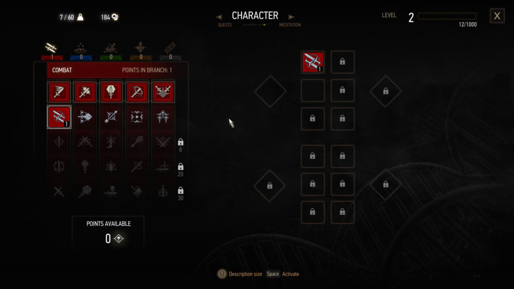The Witcher; Menus and Levels/Skills. – Literary Arts Blogspace